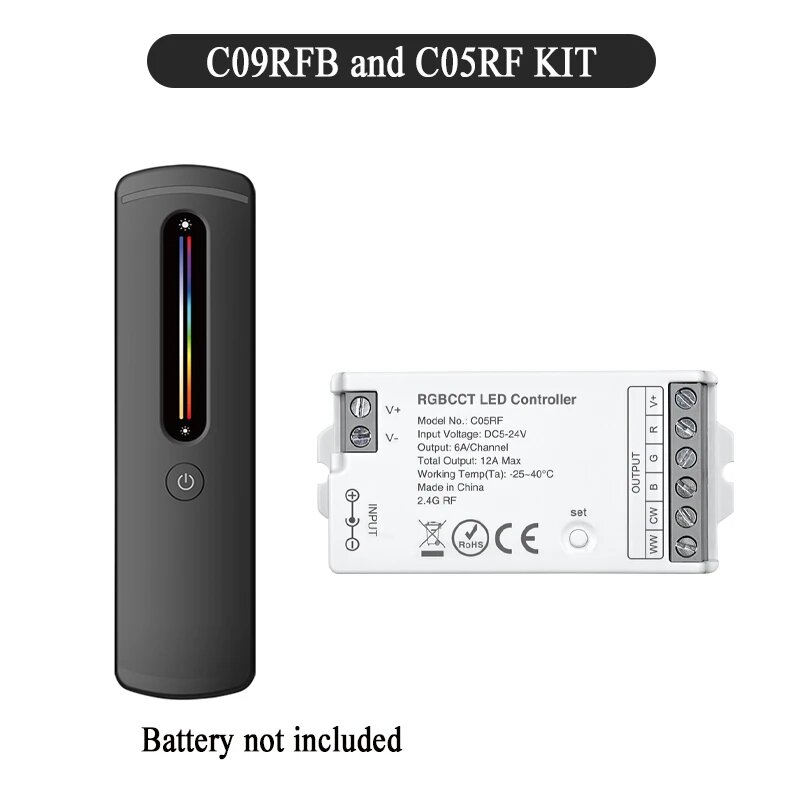 CENFAYA-C05RF Беспроводной RGB CCT Диммер Серый, RF Black KIT