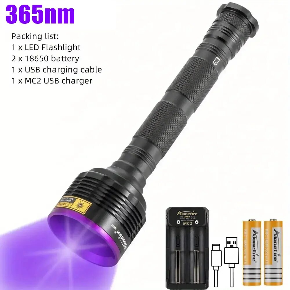 AloneFire SV44 УФ-фонарь 20Вт черный свет 365нм 365nm