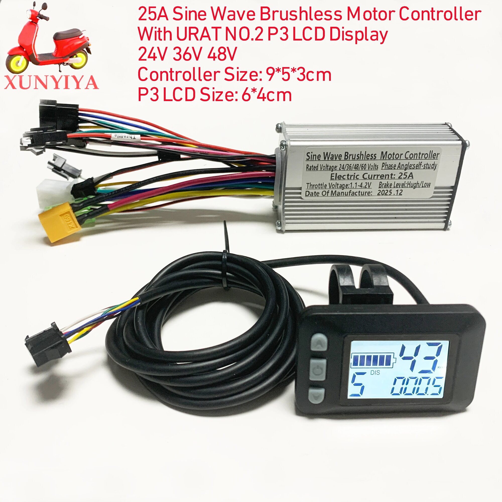 UART2 Дисплей для электроскутера 24В 36В 48В