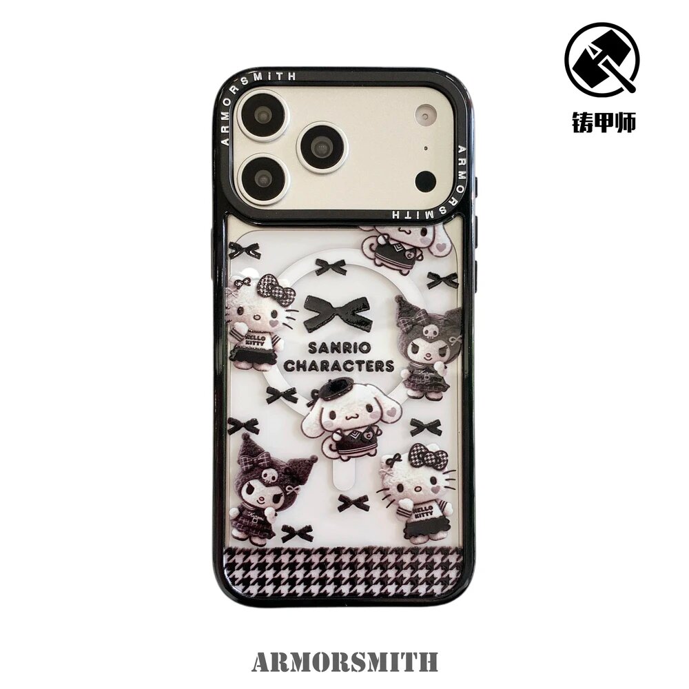 Чехол для телефона Sanrio Hello Kitty Kuromi Melody с магнитным Черный, Only Case, For iPhone 15