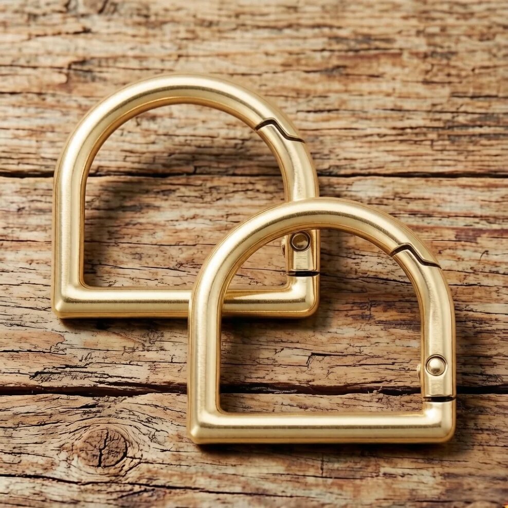 2 шт. металлические D-образные кольца-карабины 16/19/22/25/32 мм inner width 15mm, Light Gold