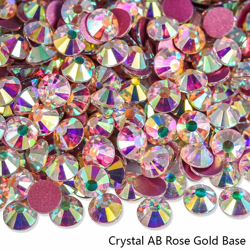 Стразы Crystal AB Rose Gold Base, Mixed SS3-16