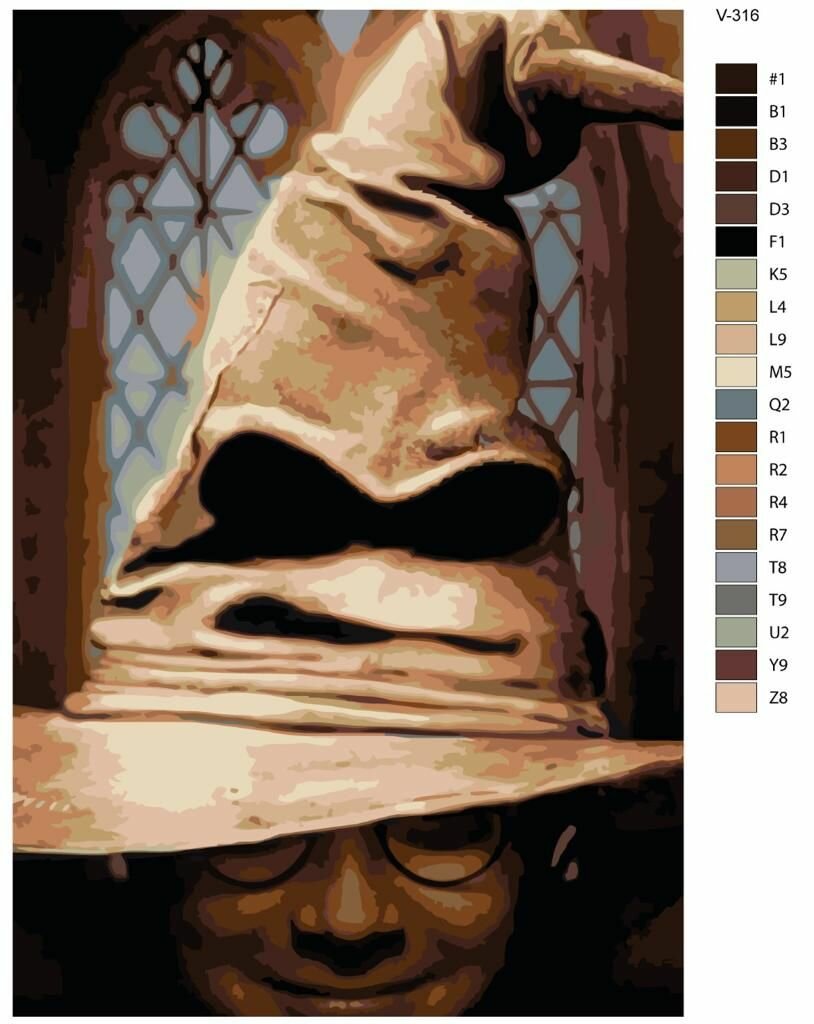 Картина по номерам V-316 "Гарри Поттер (Harry Potter). Распределяющая шляпа", 40x60 см