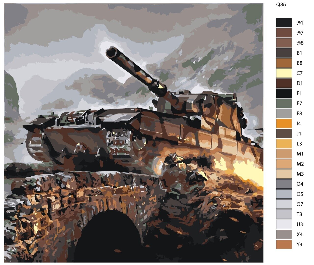 Картина по номерам Q85 "танк FV215B" 80x80
