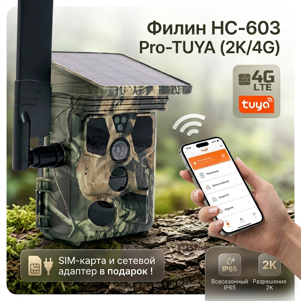 Лесная TUYA/2К/4G миниатюрная камера - Филин HC-603 Pro-TUYA