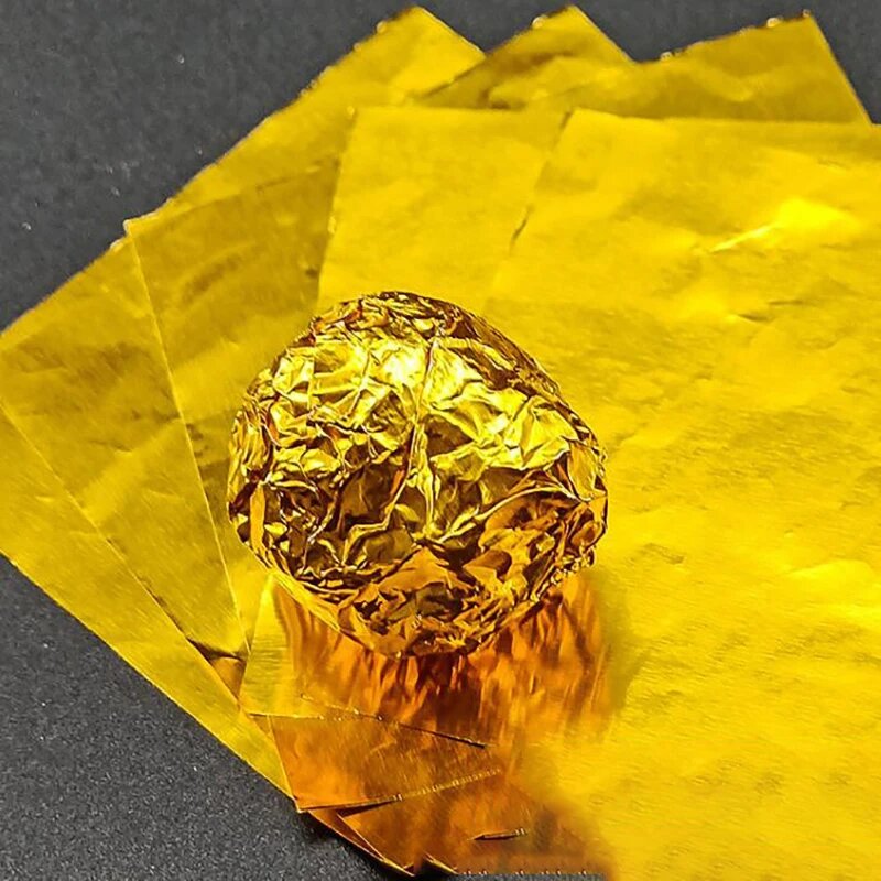Золотая пищевая фольга PlumHOME 100 шт. 8X8cm