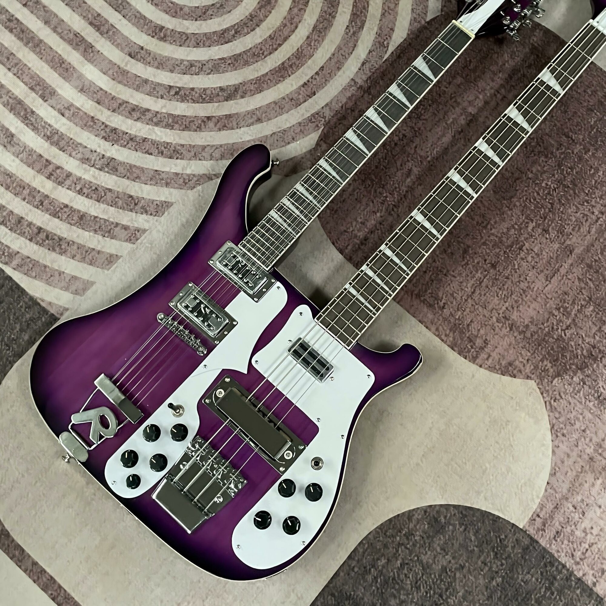 Rickenbacker стиль двойная гитара 12+4 струны фиолетовый градиент тигровый клён