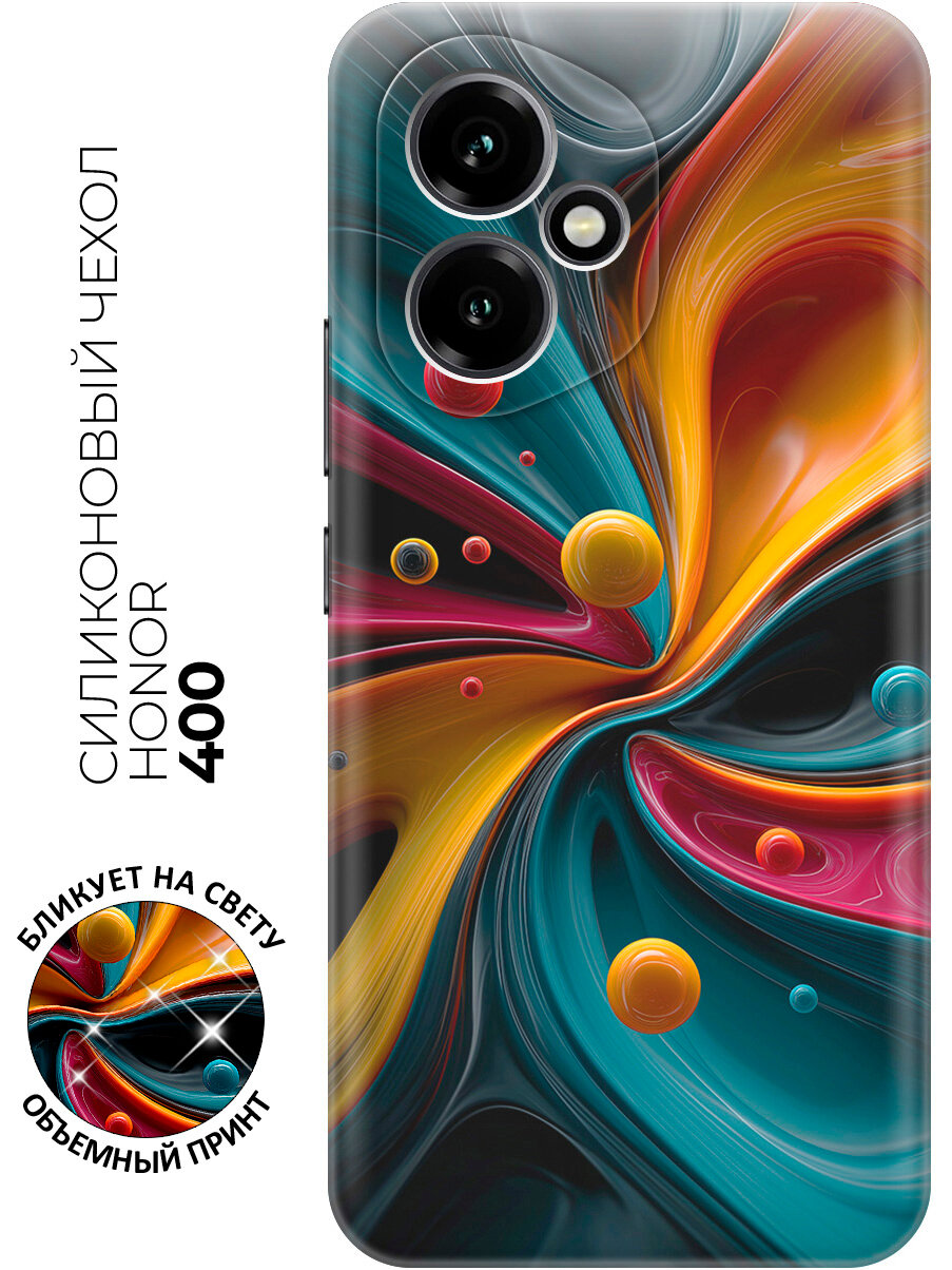 Силиконовый чехол на Honor 400 с принтом "Танец красок"