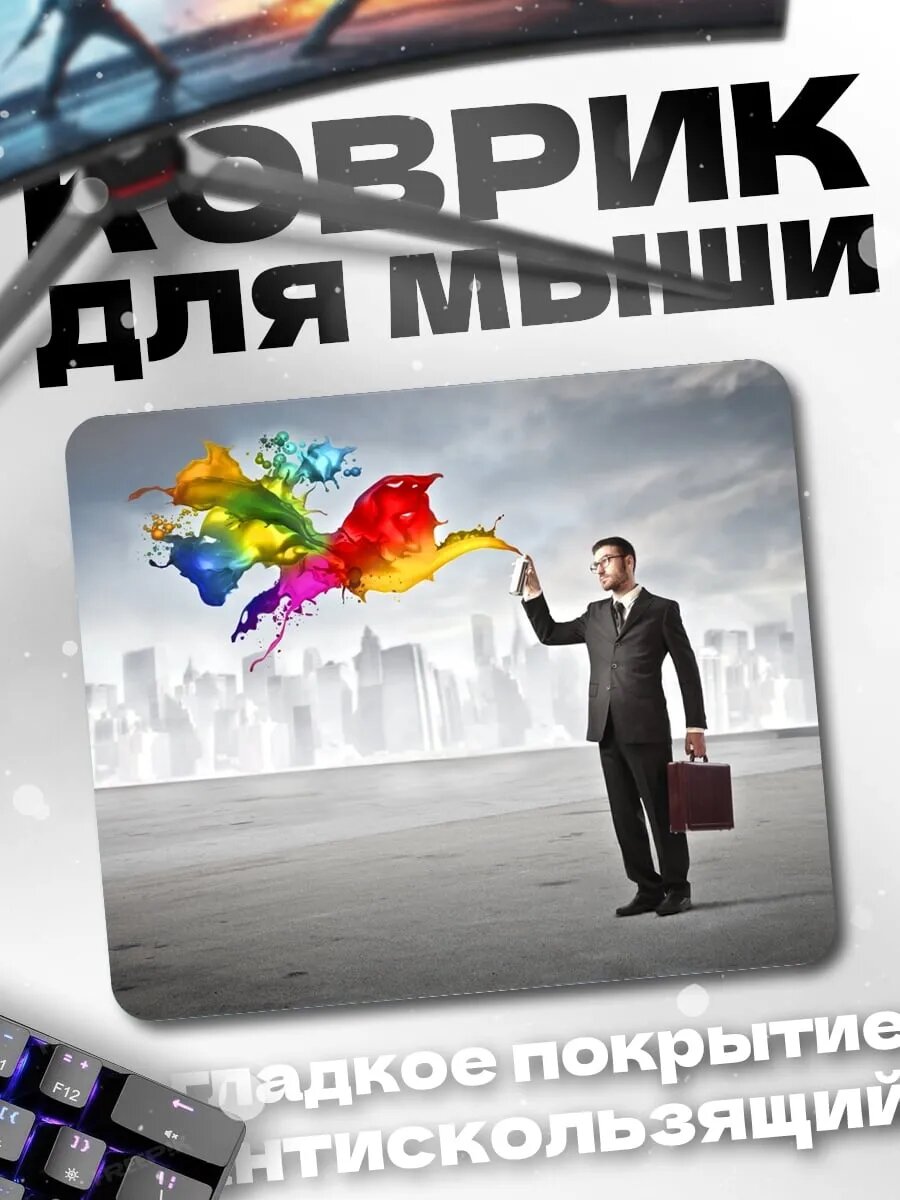 Коврик для мыши человек рисует птицу