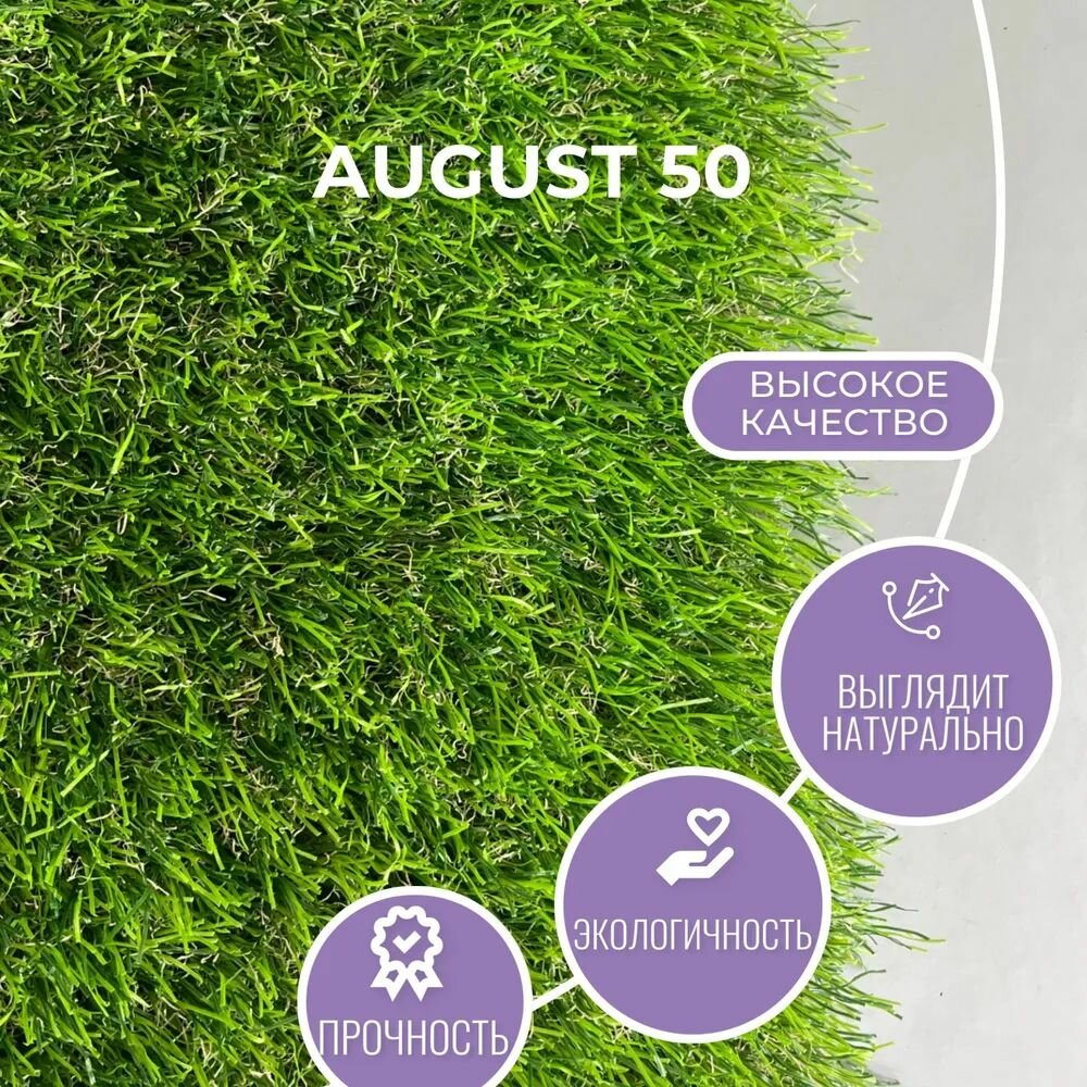 Искусственный газон "August" 50мм ворс, 8м2 (2м х 4м)