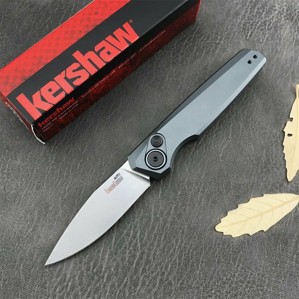 Автоматический складной нож Kershaw 7551 Launch 2,79 " CPM-154 с обработанным камнем лезвием Drop Point, серые/черные алюминиевые ручки, Открытый EDC Инструмент