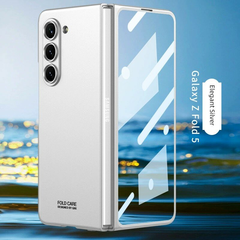 Смартфон-чехол для Samsung Galaxy Z Fold6 с 2 защитными экранами, Элегантный серебристый - Матовый, противоударная