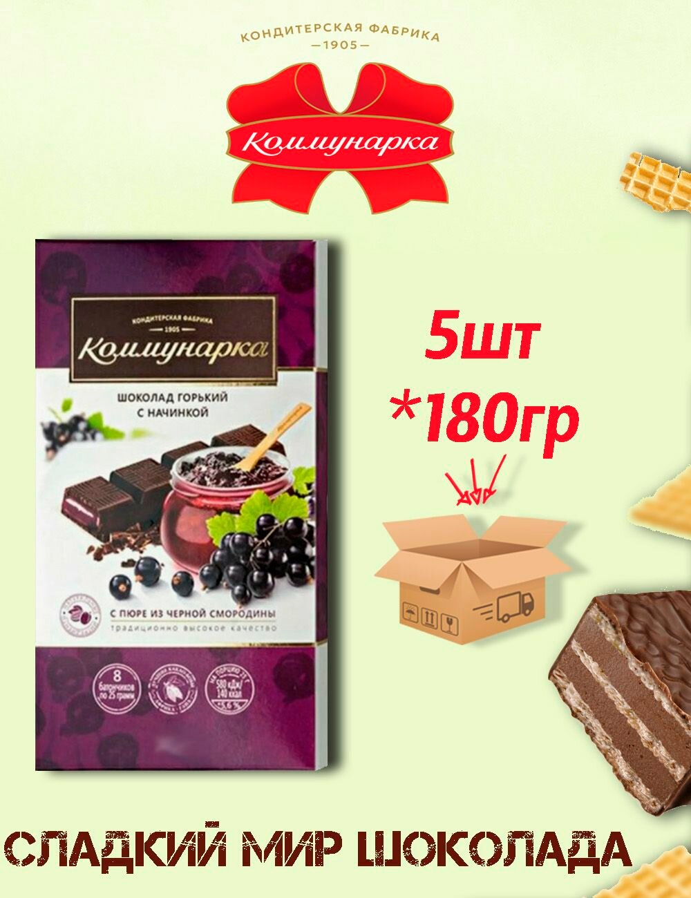 Шоколад Темный с пюре из Черной смородины 180гр