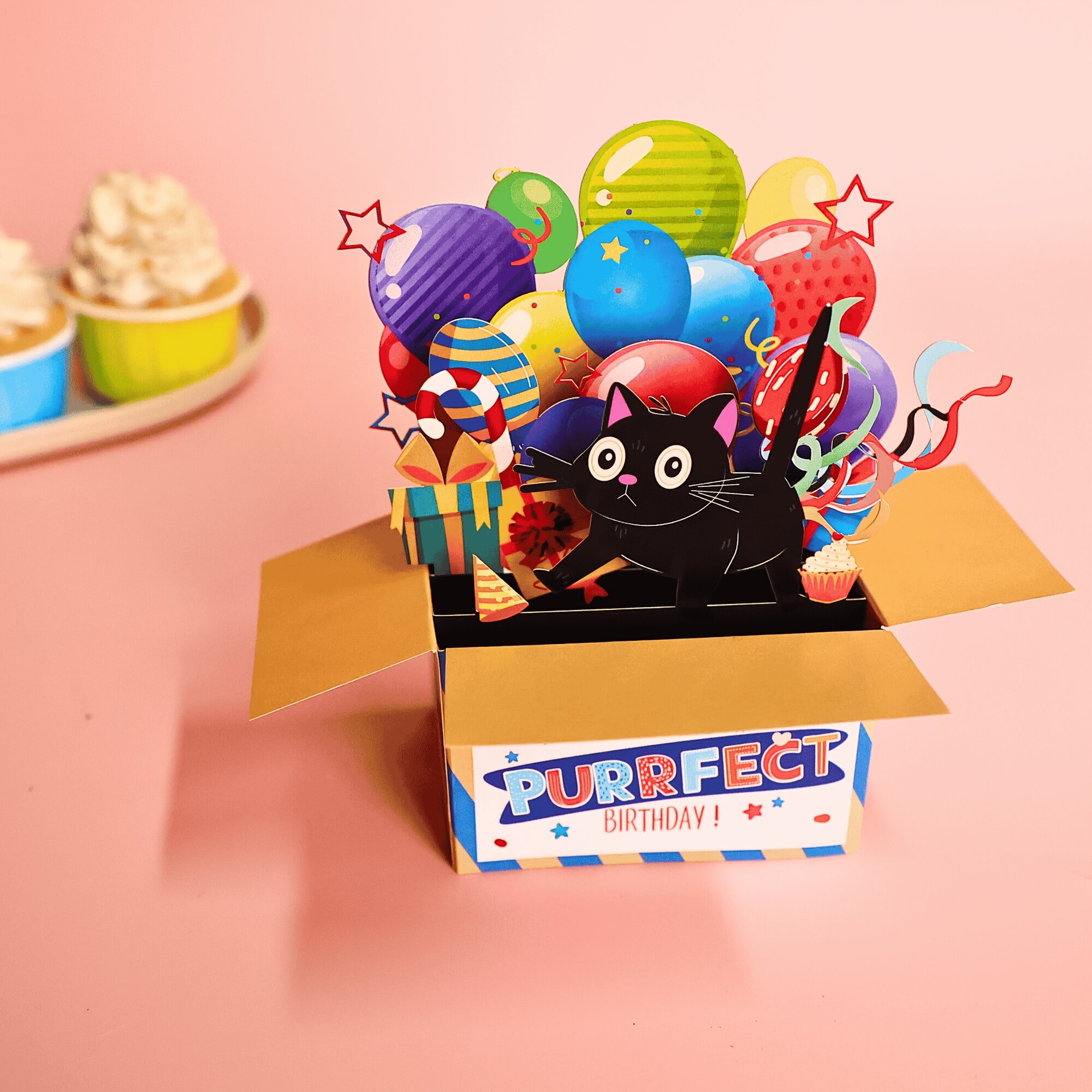 1 шт. Забавная открытка-приглашение на день рождения с кошкой, pop-up карточка для любителей кошек, подарок для мамы, сестры, друзей, девочек и мальчиков, домашний декор