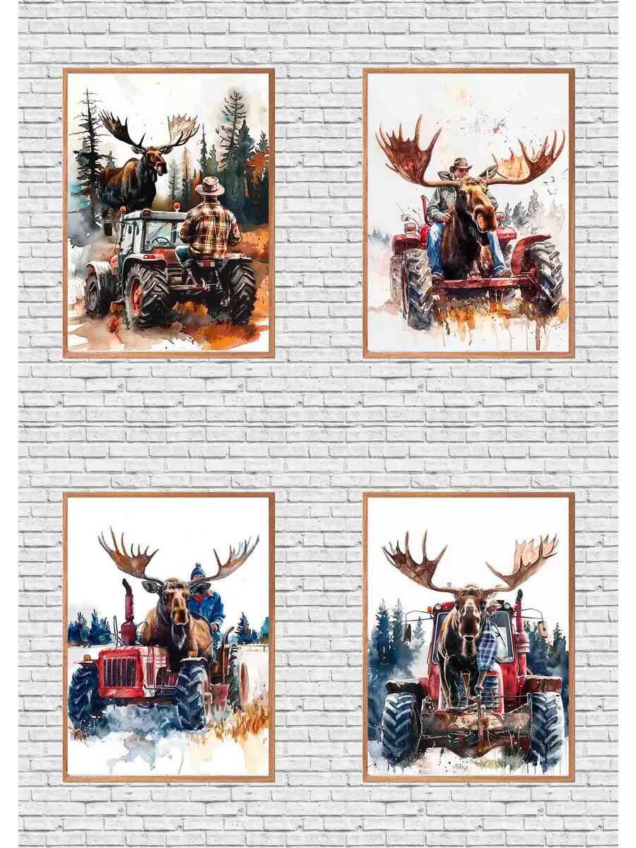 Фермер по разведению лосей, 4 Плаката, 30x21см