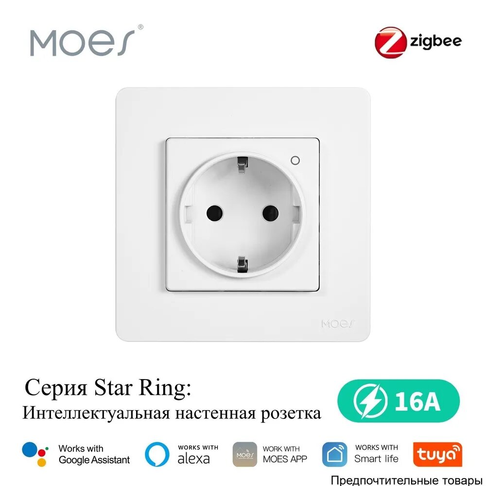 Интеллектуальная розетка MOES с интеллектуальной системой zigbee, tuya и голосовым управлением
