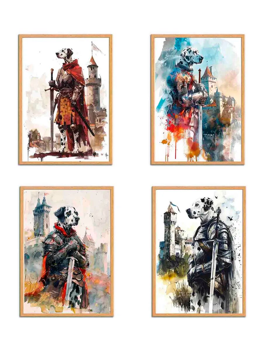 Далматинец Рыцарь, 4 Плаката, 30x21см