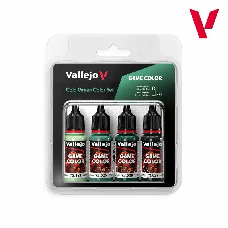 Краски акриловые для моделирования Vallejo серии Game color - Cold Green Color Set 72383 (4 красок по 18 мл)