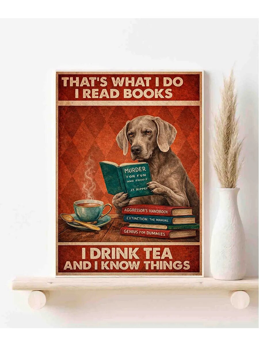 Веймаранер, I Drink Tea, Плакат 30x42см