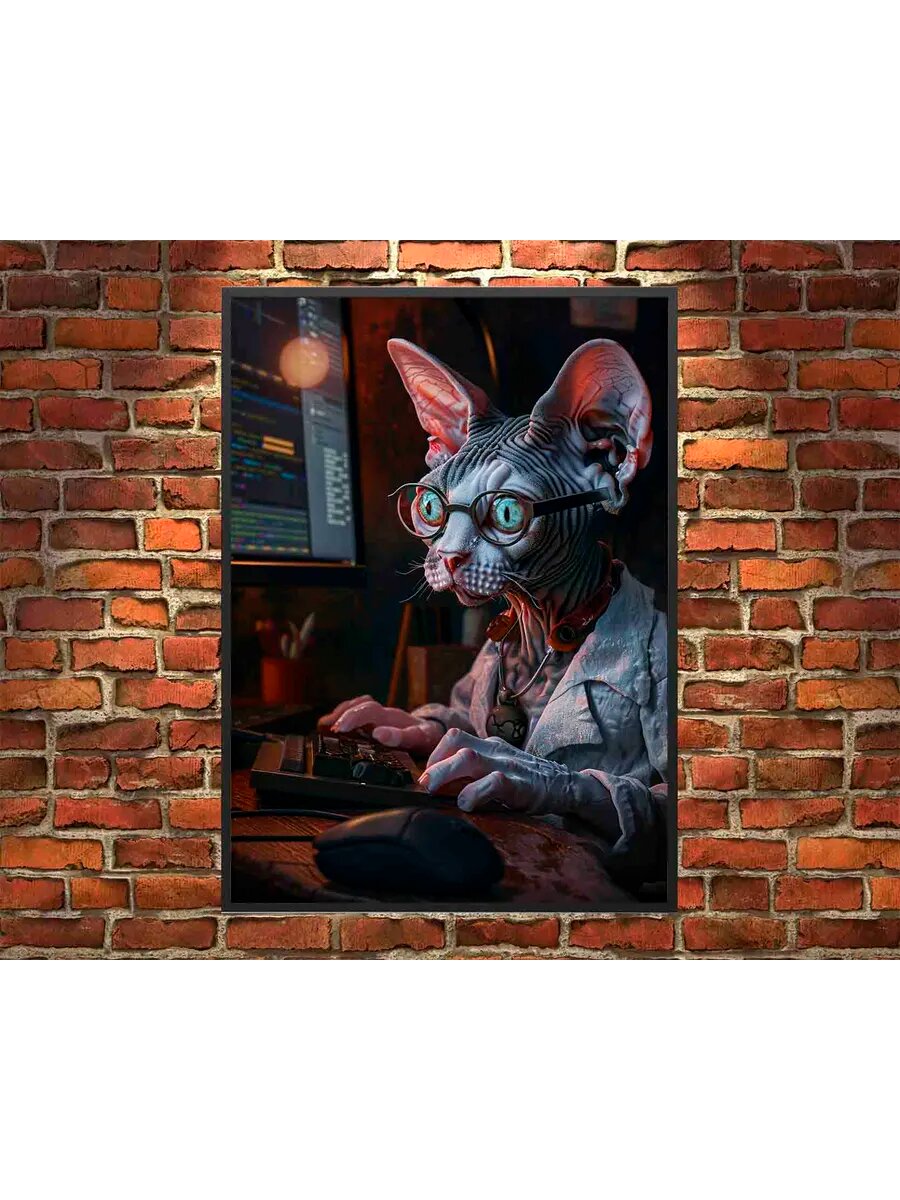 Корниш-рекс Кот-программист 3, Плакат 30x42см