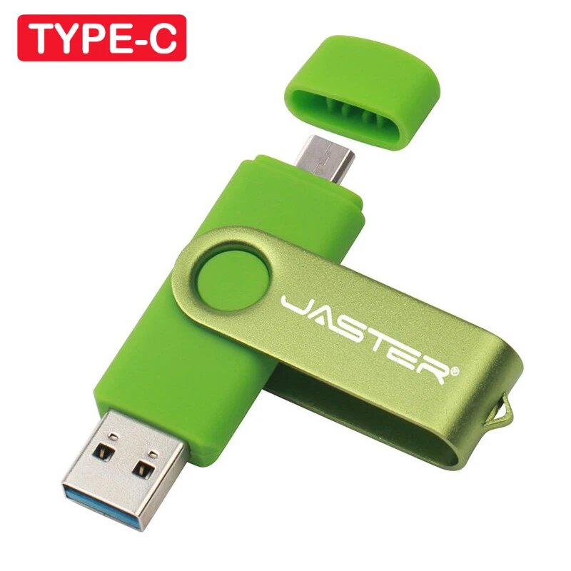 JASTER USB-флешка TYPE-C 4 ГБ, green