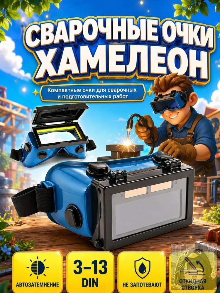 Очки сварочные хамелеон, для сварки, с автозатемнением