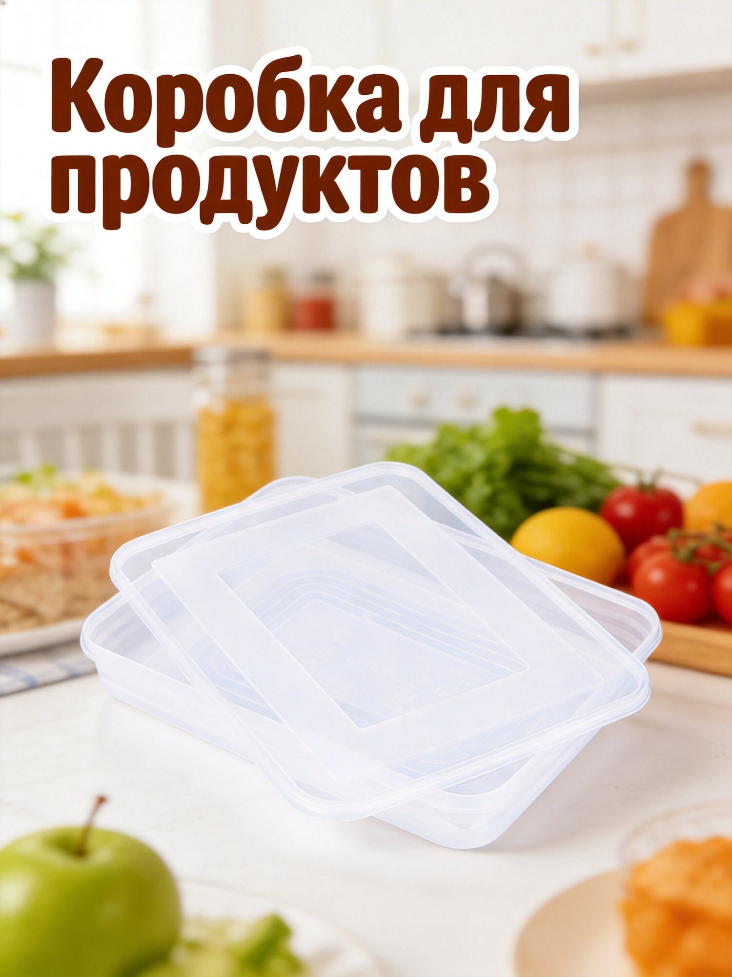 Прозрачные Контейнеры Для Хранения Еды Из Прочного Пластика С Закрывающейся Крышкой 4337422