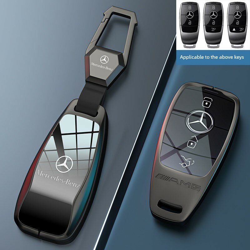 Крышка для ключа Mercedes-Benz с металлическим замком градиентного черного чернильного оттенка для моделей E-Class,