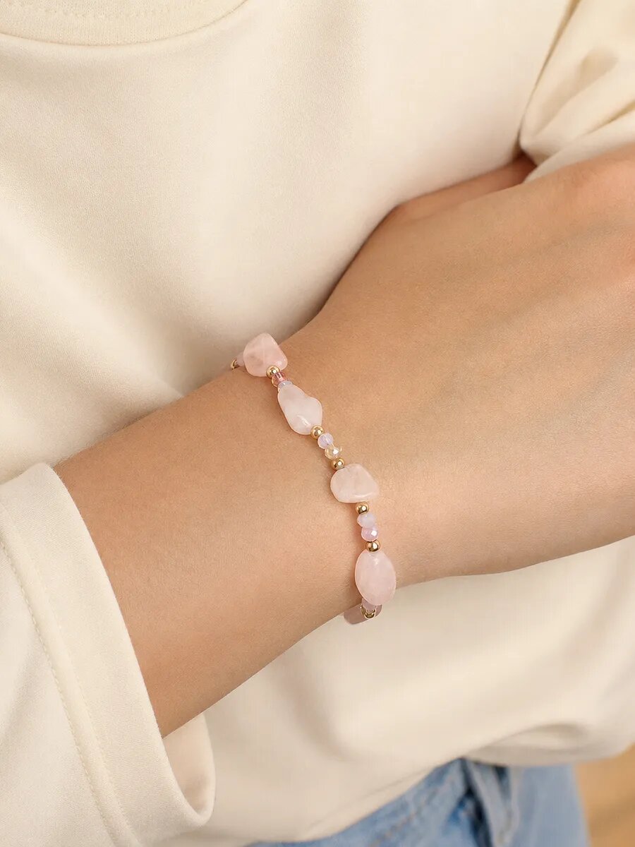 Эластичный браслет Arti JEWELRY, кварц, кристалл, кварц розовый