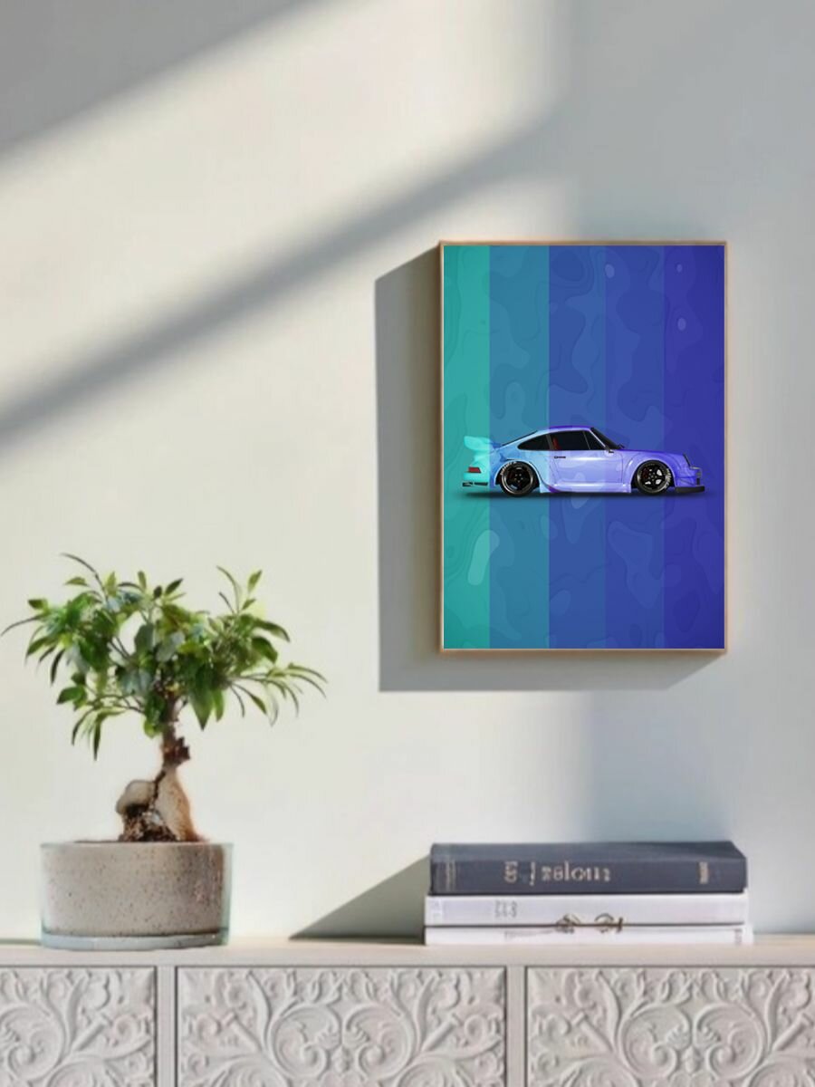 Постер интерьерный Porsche 911 993 RWB тюнинг суперкар декор B2 50 70 см