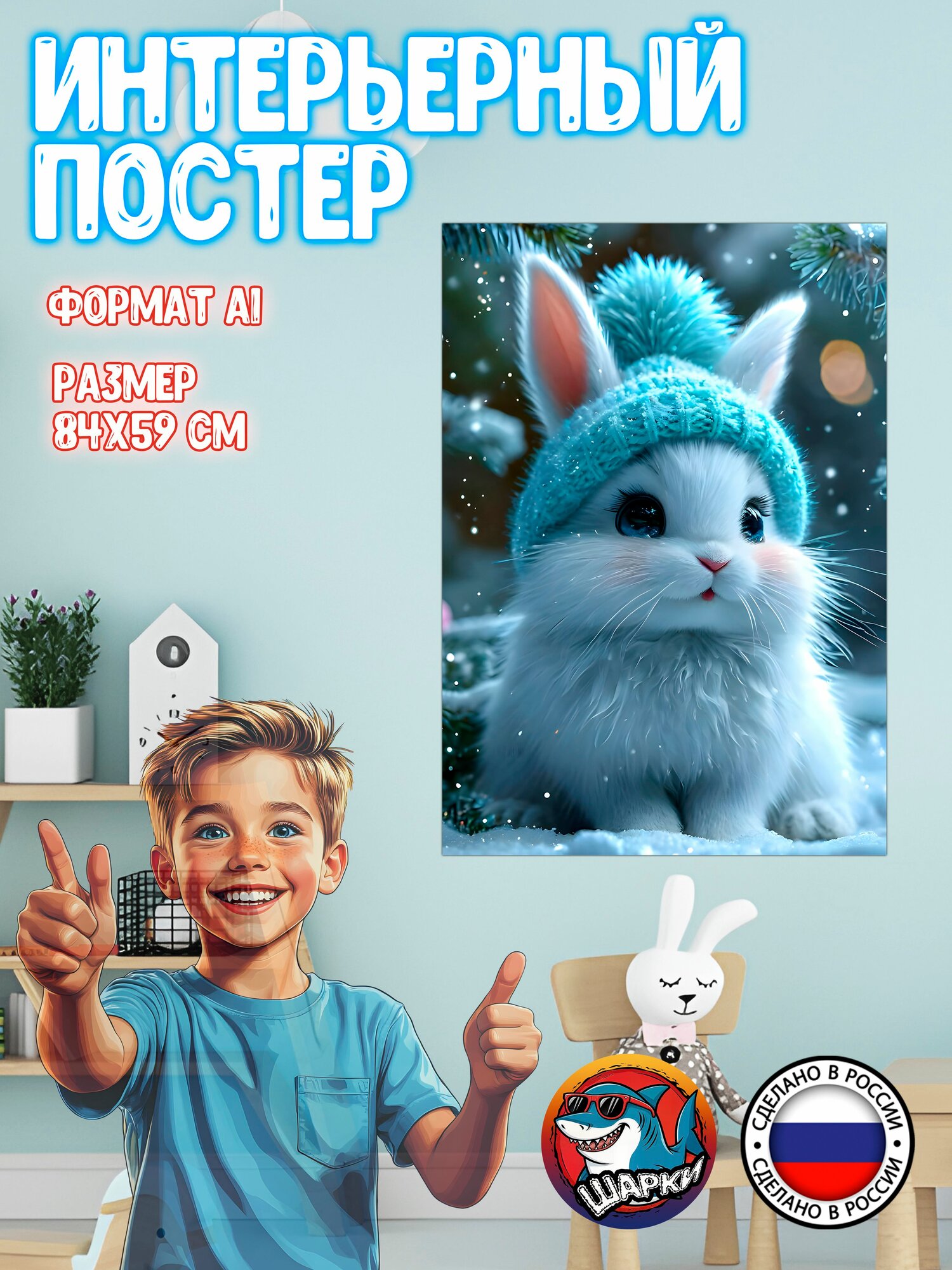 Постер детский А1 Животные
