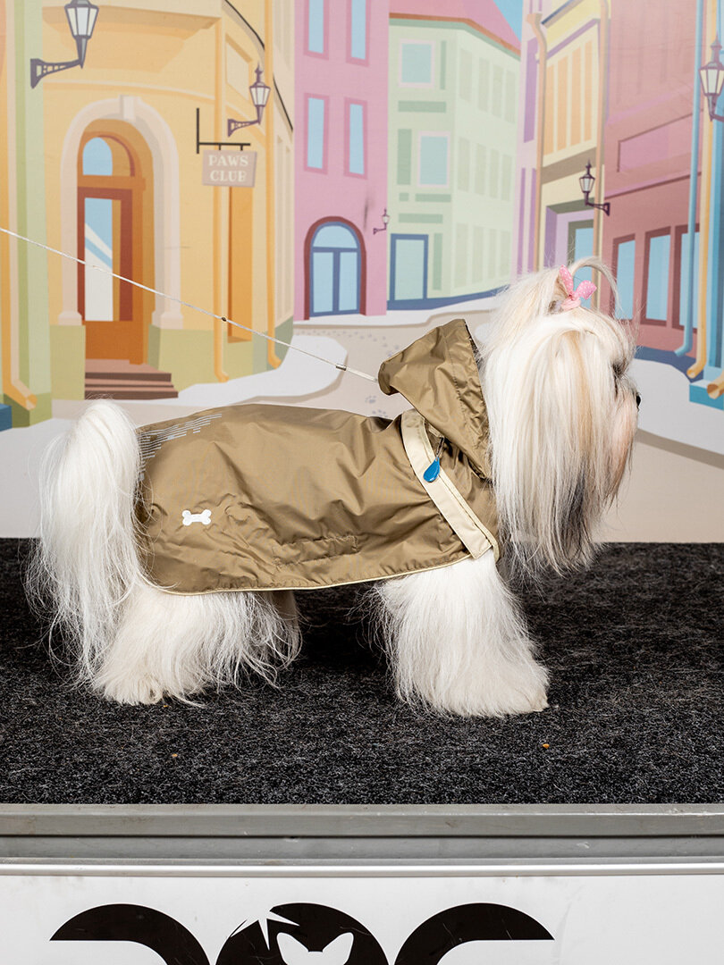 Дождевик спортивная курточка трансформер светоотражающая Japan Premium Pet. Размер M. Цвет бежевый хаки. Унисекс