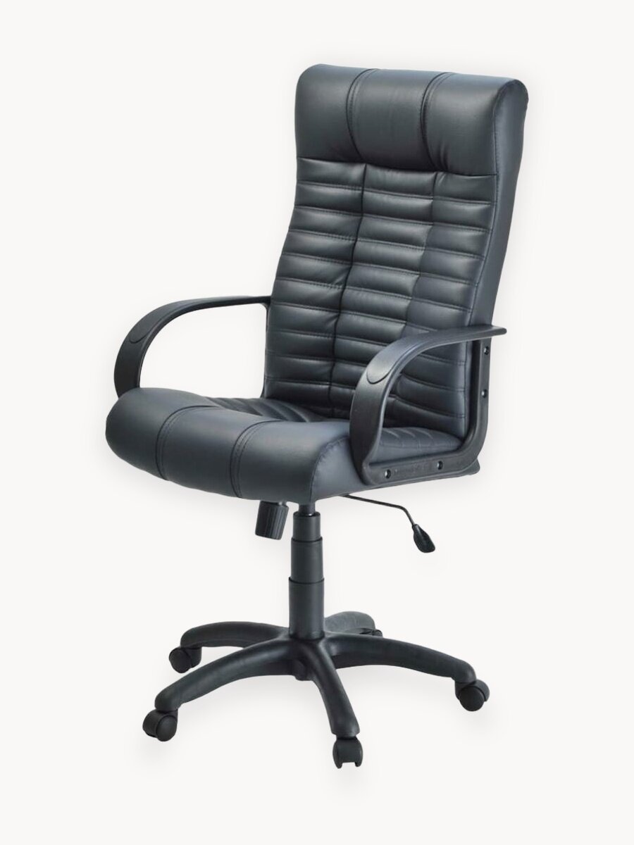 Кресло Фабрикант Атлант PL-1 Кожа иск. DO №350 черный ТГ PL 680 PL-1 ролик ст, Тыльная сторона сиденья обита спанбондом