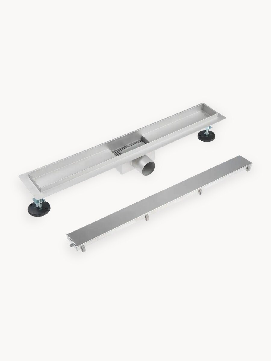 Душевой трап (лоток) с решеткой под плитку (70*1000мм) сухой+гидрозатвор TIM BAD4510002