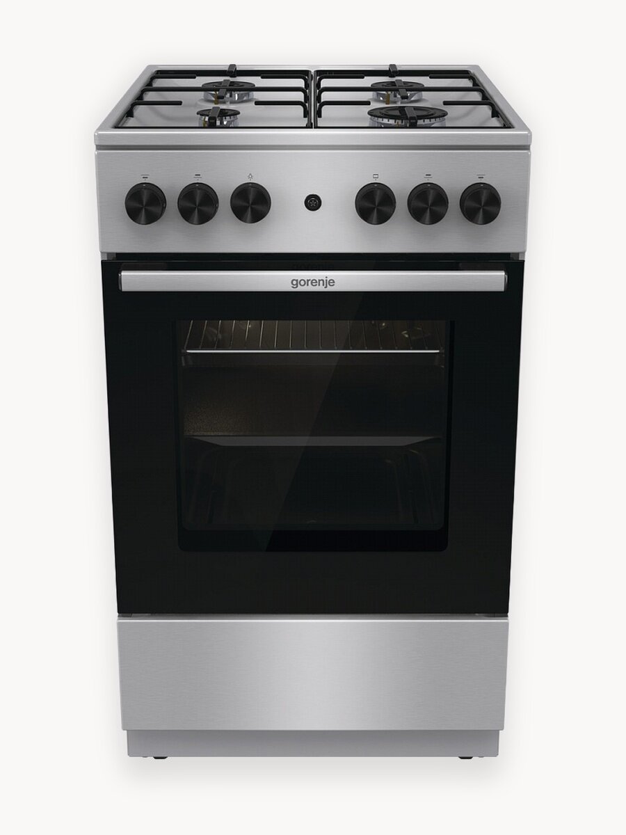 Плита газовая Gorenje GGI5A21XJ серебристый, отдельностоящая, газовых конфорок 4, духовка: газовая, объем духовки 67л