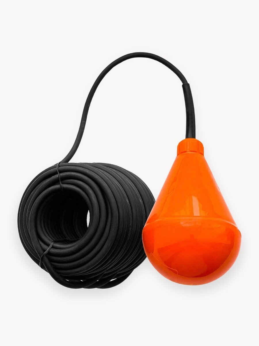 Поплавковый выключатель, сигнализатор уровня для управления насосом грушевидный МИР-ПВ 15 м, длина кабеля 15 метров