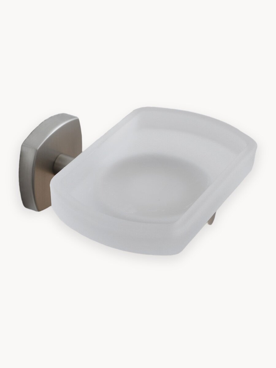 Мыльница для ванной настенная из матового стекла Istad WESS цвет Никель