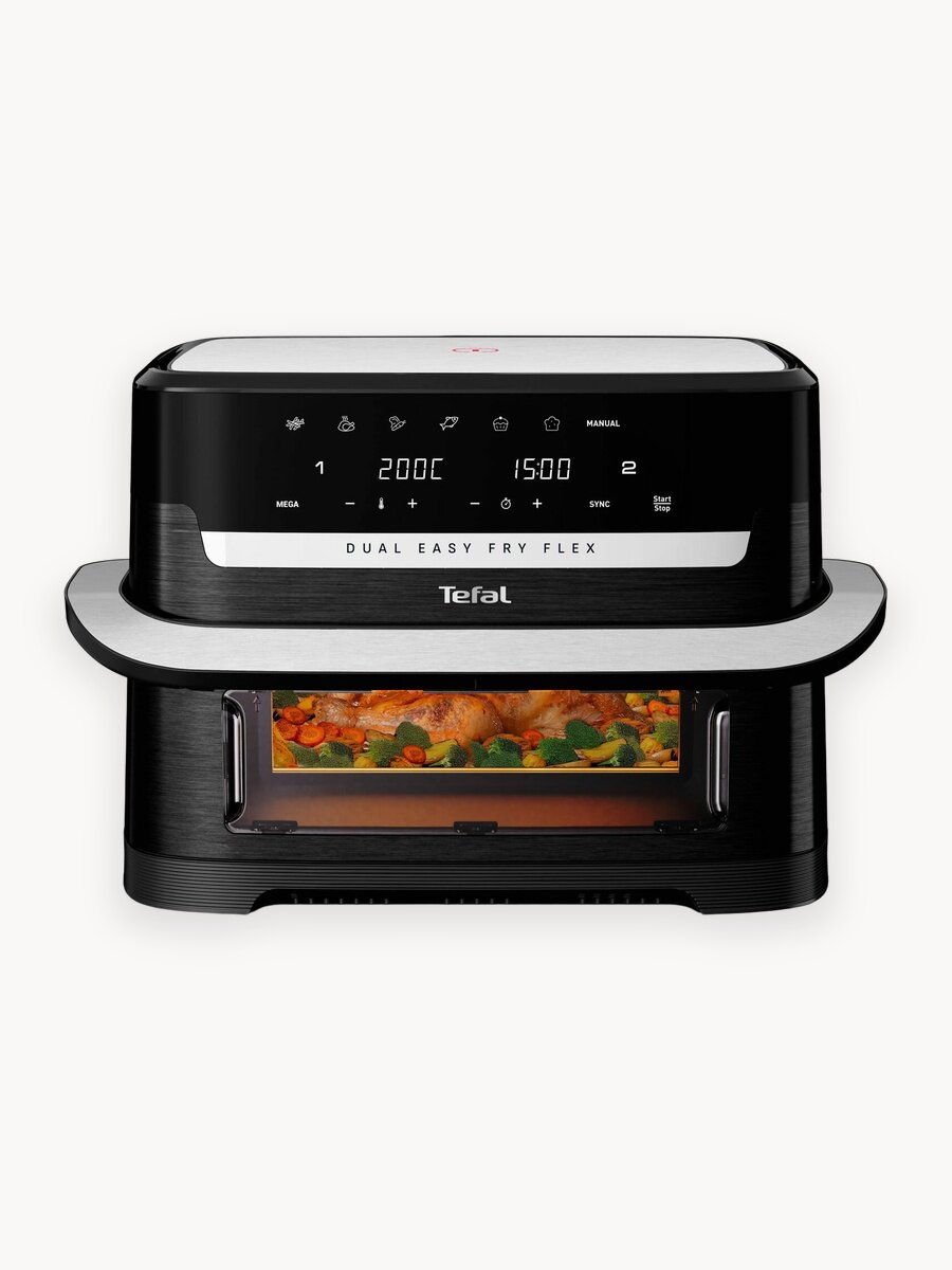 Аэрогриль Tefal Dual Easy Fry Flex EY9228E0 серебристый/ черный
