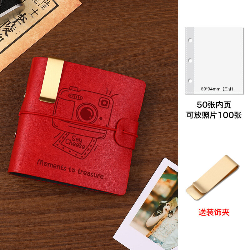 Альбом для хранения пленки Polaroid с 100 карманами для пленки 3 дюйма, ретро блокнот с листами, в комплекте зажим -