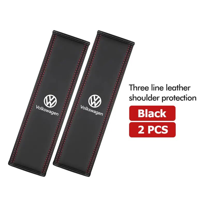 Дышащая накладка на ремень безопасности для Volkswagen VW: Scirocco, Passat, Polo, B5, black-2PCS