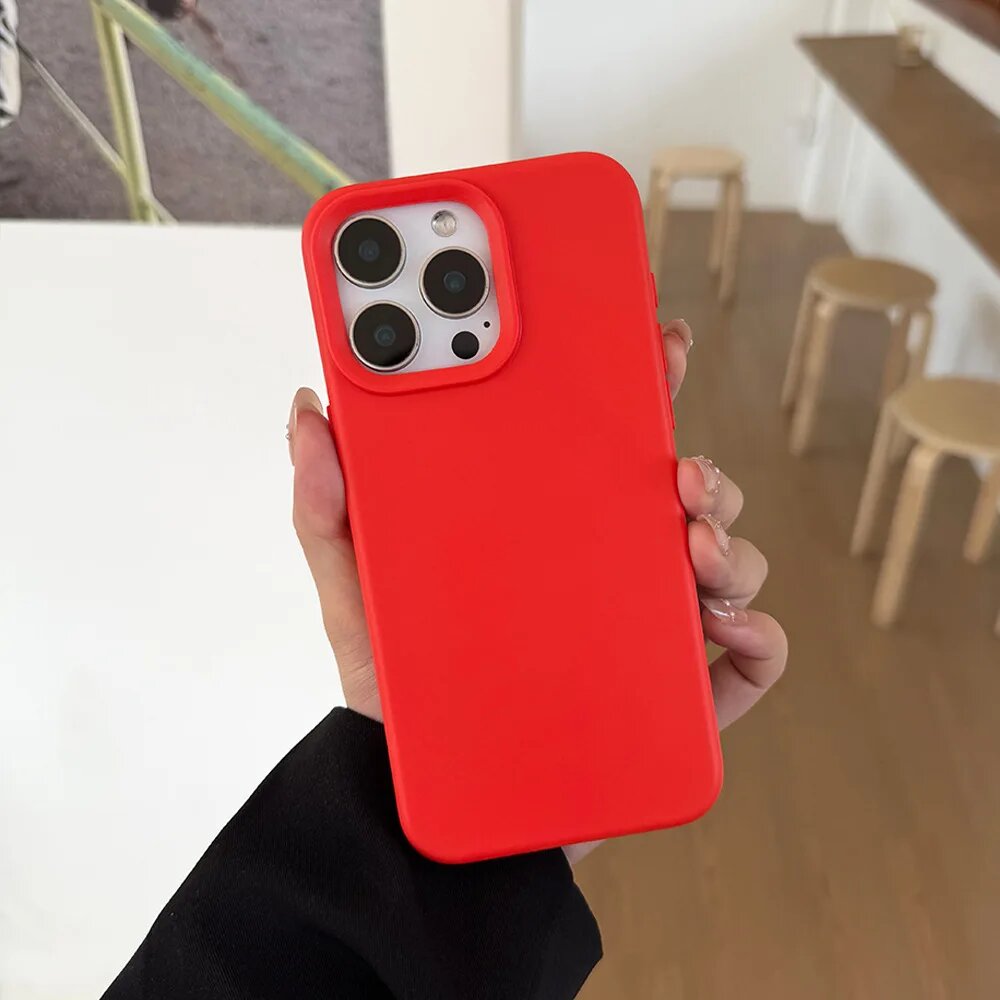 Матовый силиконовый чехол Candy Solid Color для iPhone 17 16 15 14 Айфон 13 Про Макс, Красный, Red