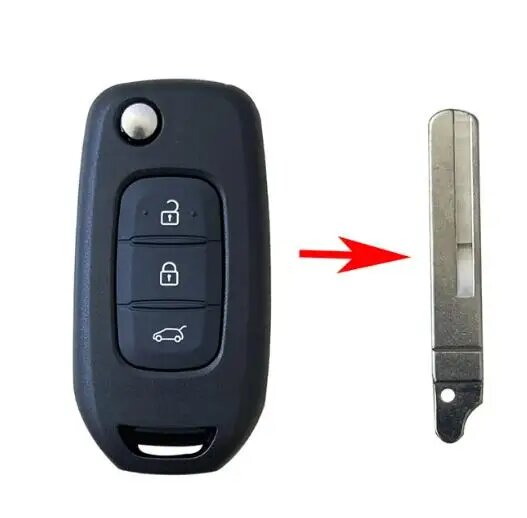 Корпус выкидного ключа DIYKEY с 2/3 кнопками для Renault Kwid 2023, Kadjar, Captur, Megane, 3B-HU56R