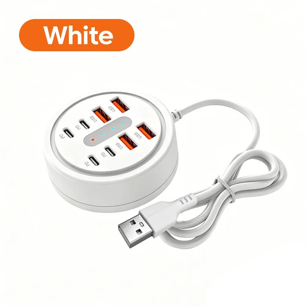 8-портовый USB-блок Для Зарядки, Настольная Станция Быстрой Зарядки, 4 USB + 4 Type-C USB-хабы