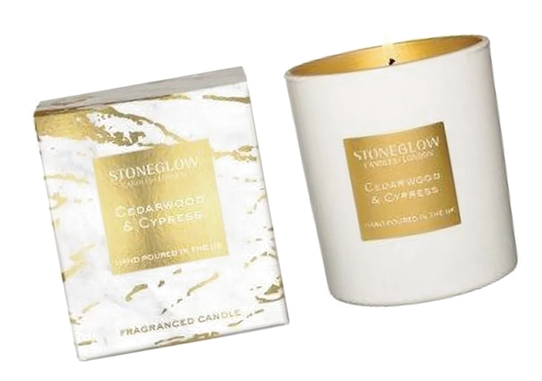 Парфюмированная свеча Stoneglow Cedarwood and Cypress ароматическая 220 гр - Стоунглоу Кедр и Кипарис для дома