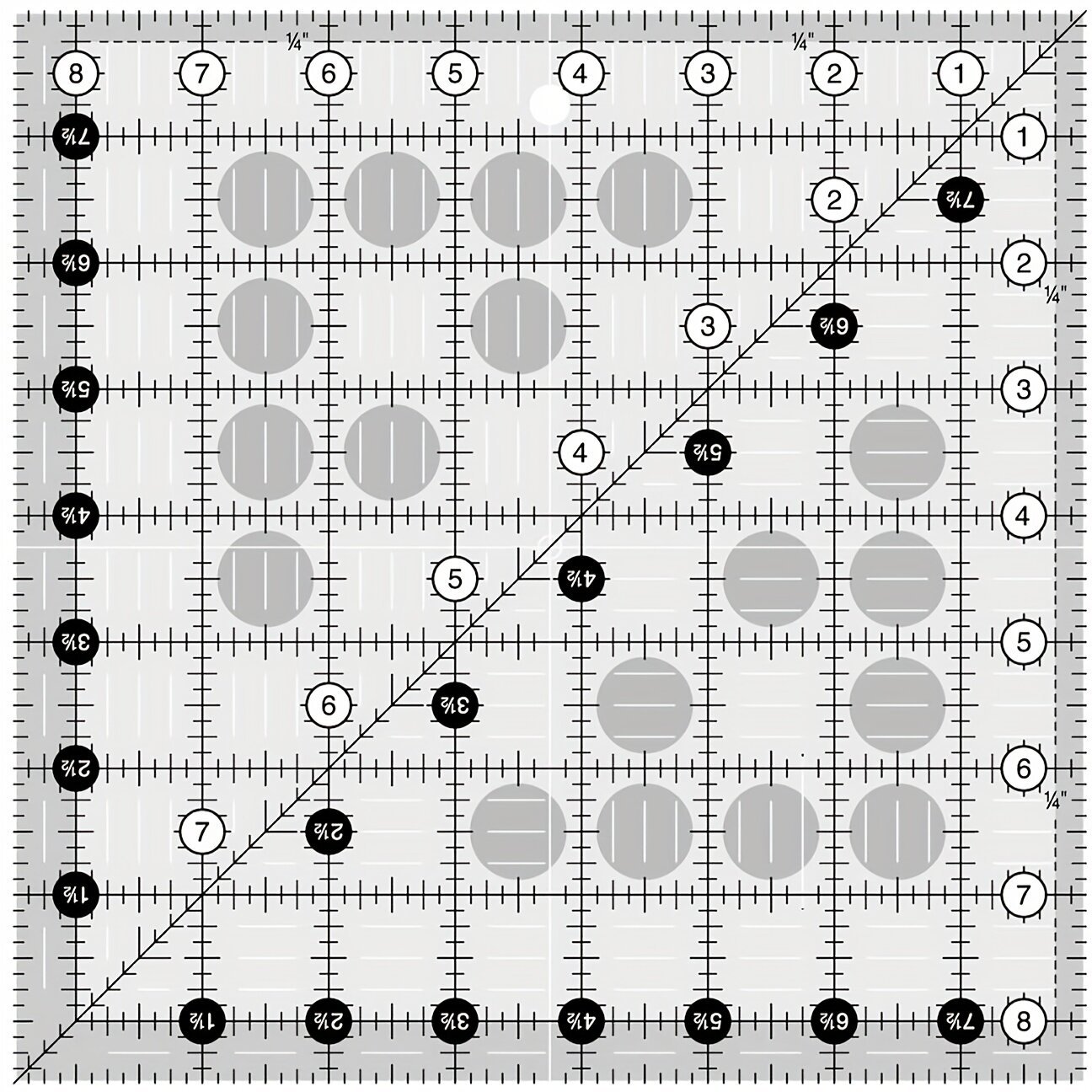 Акриловая линейка для пэчворка и раскроя ткани с нескользящим покрытием, 8 дюймов