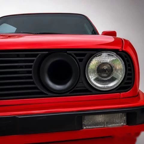 Холодный впуск в фару BMW E30, воздухозаборник в решётку радиатора вместо фары, кольцо-раструб для забора холодного воздуха