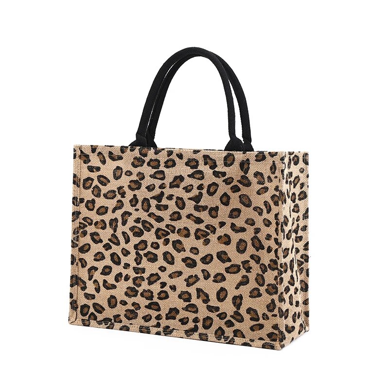 Леопардовые подарочные пакеты из мешковины Бежевый, leopard