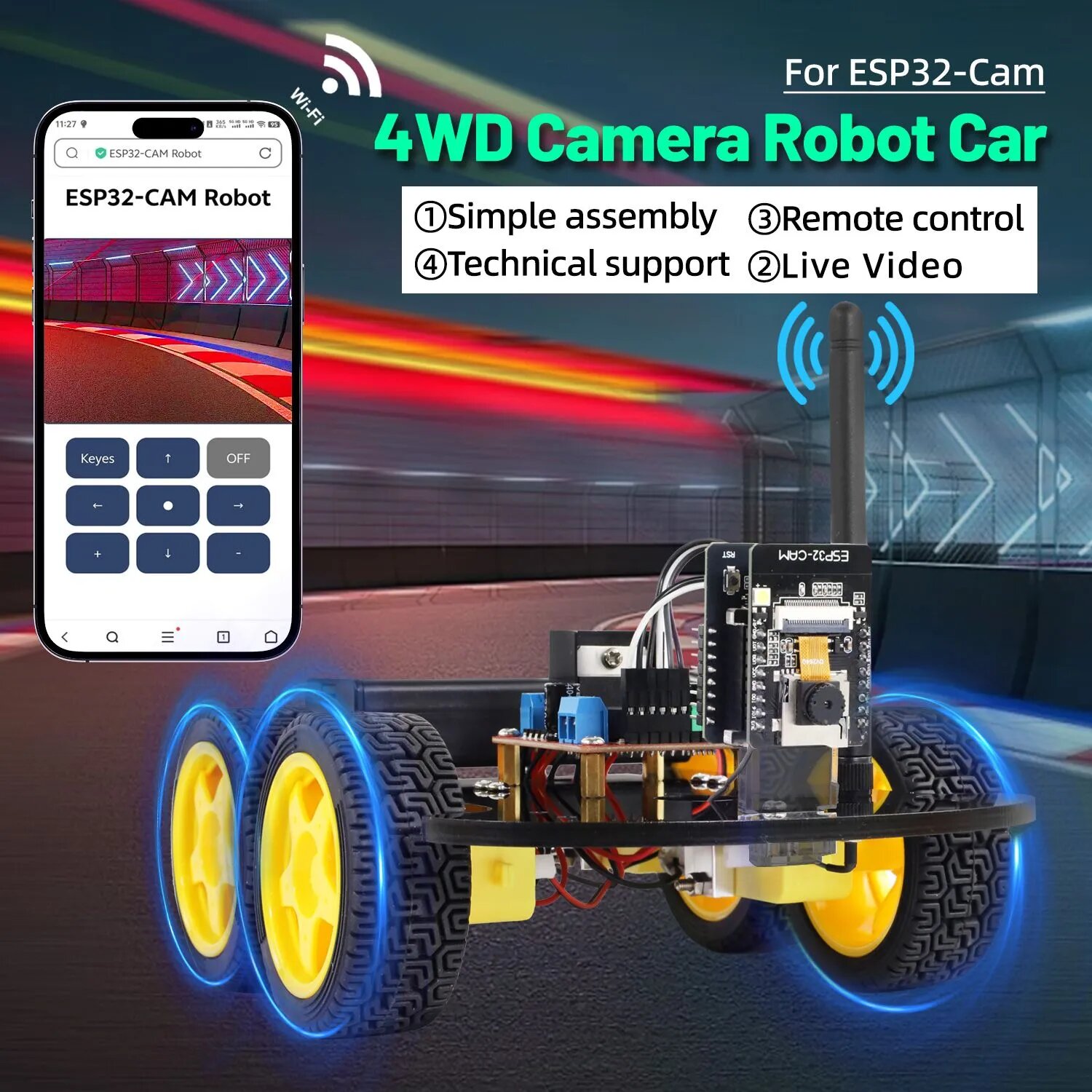 Keyestudio ESP32-Cam 4WD WIFI&Camera Smart Robot Car для Arduino ESP32