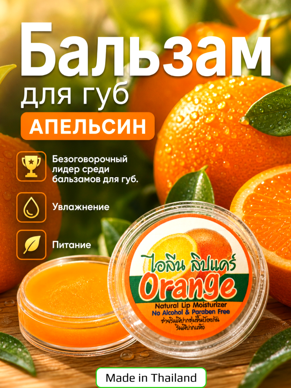 Бальзам для губ Апельсин, ILENE
