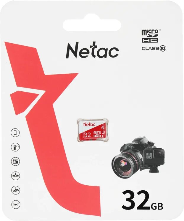 Карта памяти microSDHC UHS-I U1 NETAC P500 Eco 32 ГБ, 80 МБ/с, Class 10, NT02P500ECO-032G-S, 1 шт, без адаптера